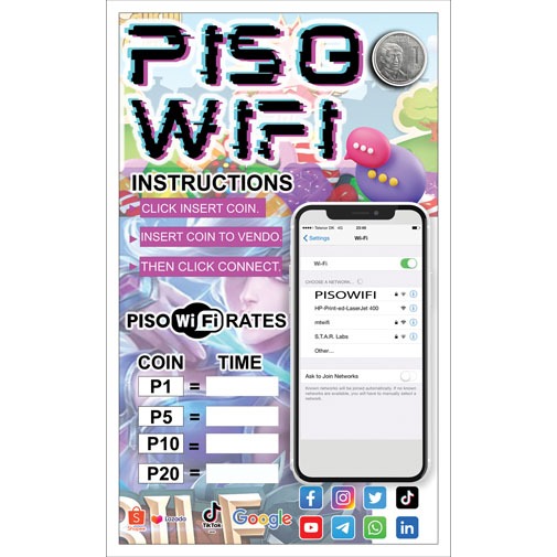 piso wifi tarpaulin for sari sari store size 1.5ftx 2.5ft AND 1ftx1.5ft ...
