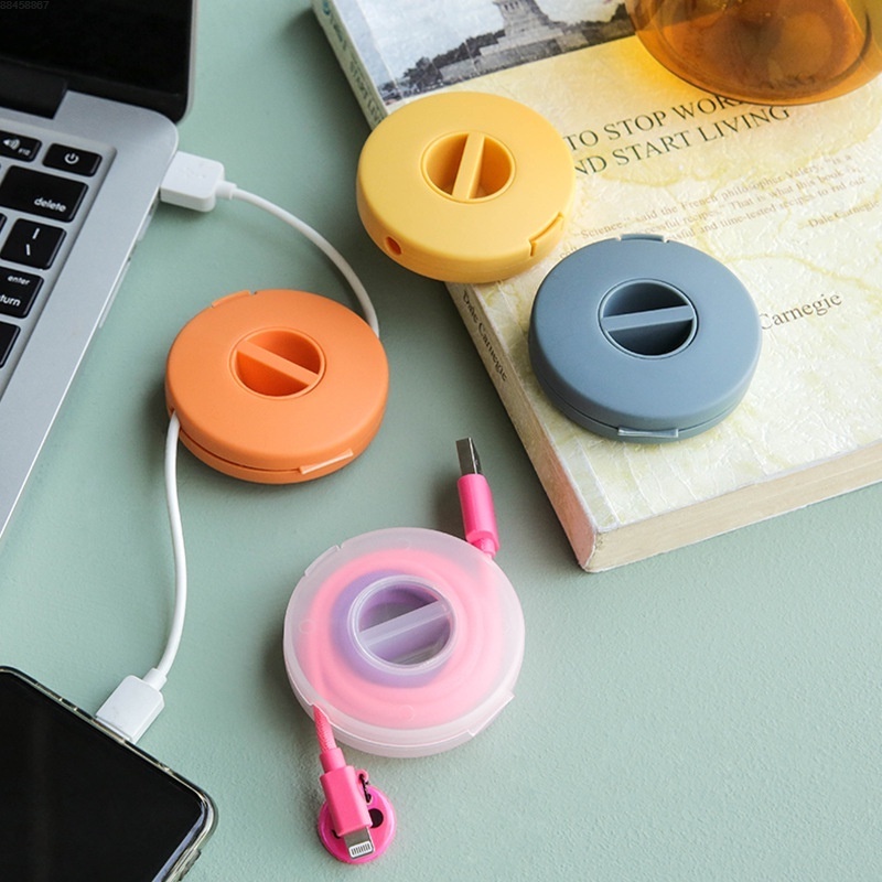 Round Rotatable Data Cable Organizer Storage Box/Small Portable Mobile ...