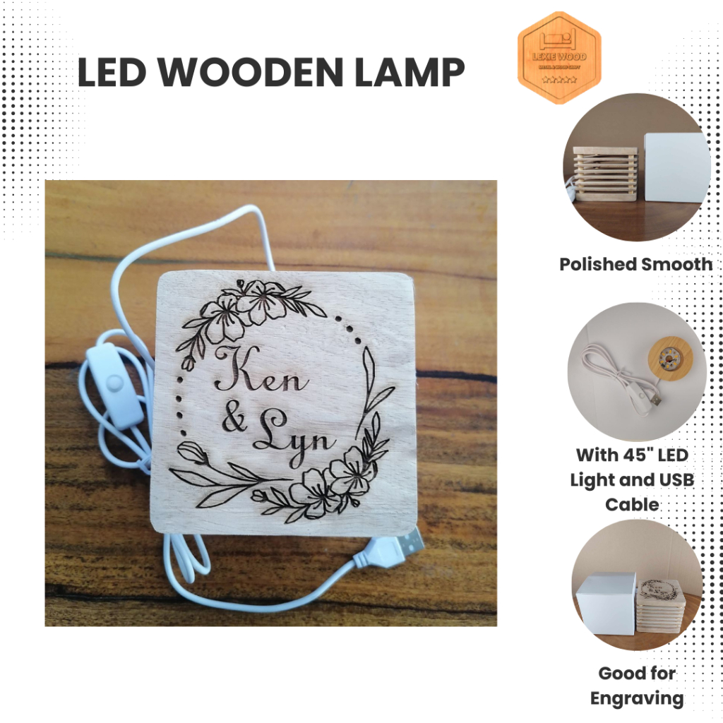 BLANK LED WOODEN LAMP DISPLAY NIGHT LIGHT WHOLESALE WITH BOX WEDDING ...