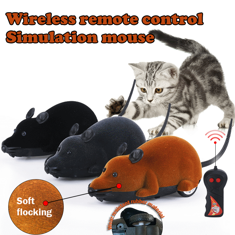 Pet flocking mouse cat toy wireless electric mouse cat interactive ...