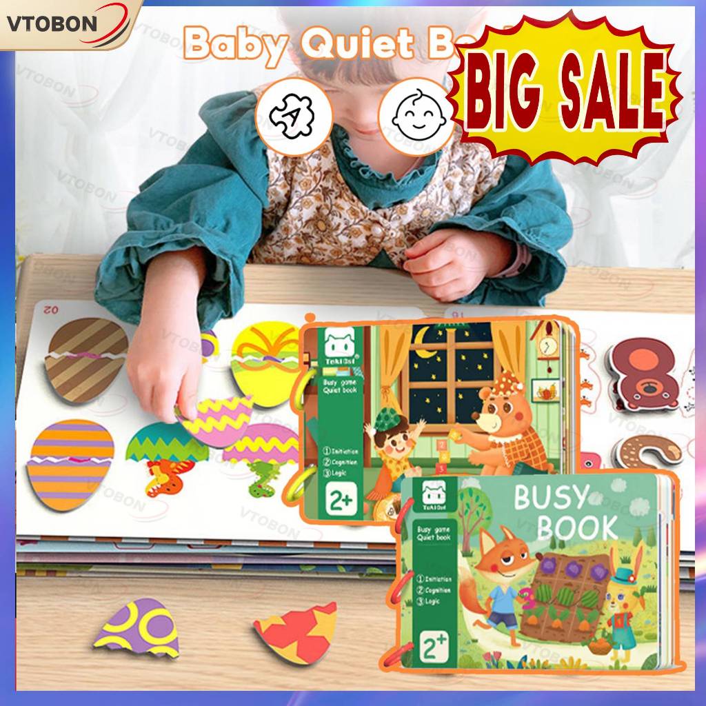 14/30Pages Kids Hand On Sticker Game Busy Book Reusable Early ...