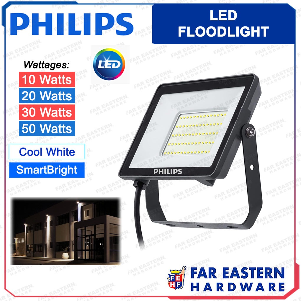 PHILIPS LED Floodlight Cool White 10W 20W 30W 50W SmartBright Flood Light | Shopee Philippines