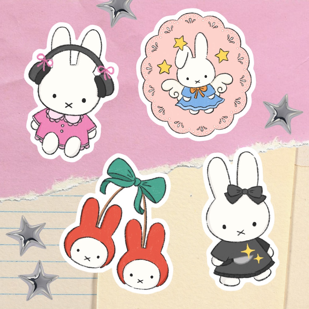 Big Miffy Solo Stickers Waterproof Vinyl Glitter Laminated | Louise Ramos | Shopee Philippines
