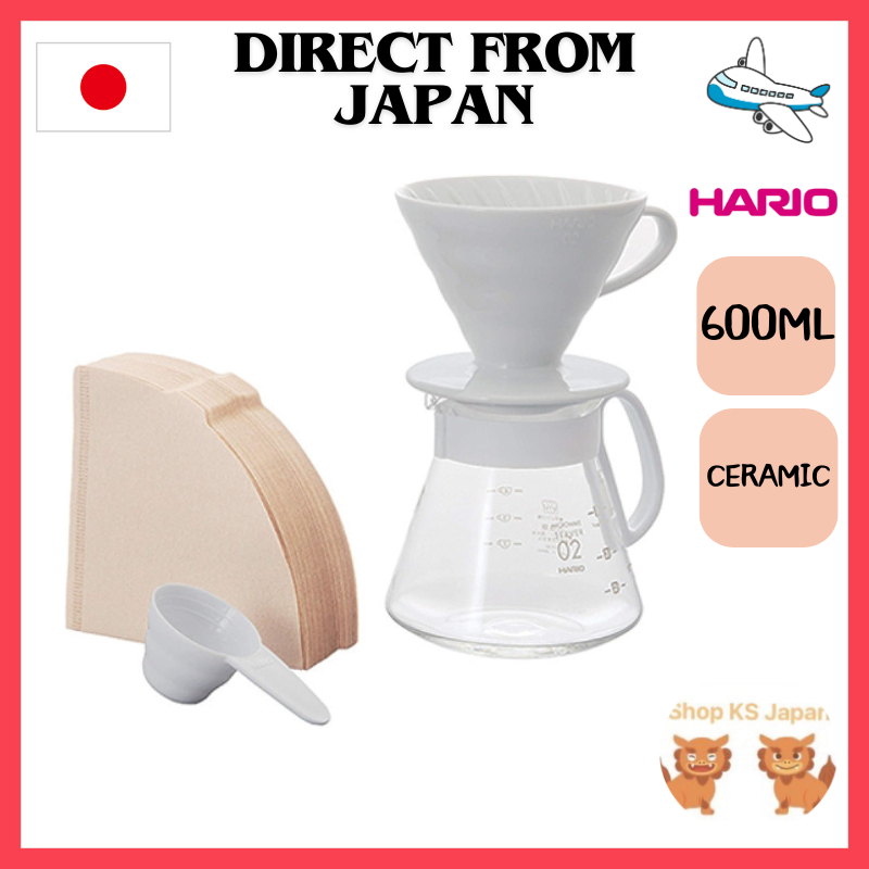 【Direct from Japan】HARIO V60 Ceramic Dripper 02 Set, 1-4 cups, White ...