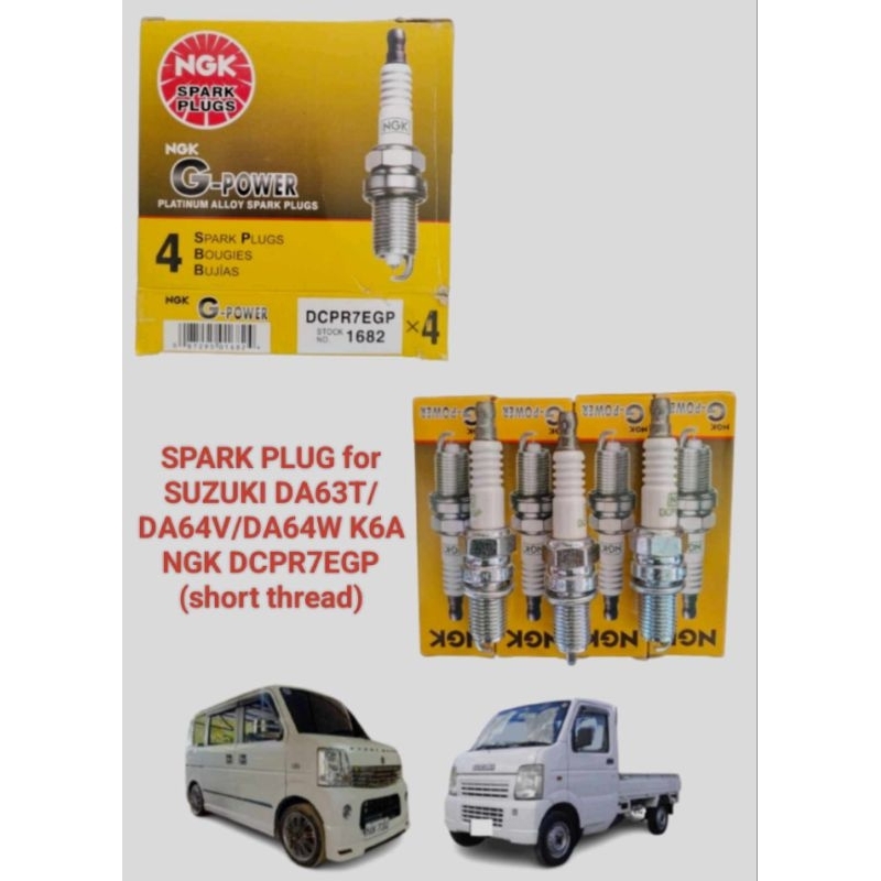 SPARK PLUG FOR SUZUKI DA63T/DA64V/DA64W K6A NGK DCPR7EGP SHORT THREAD ...