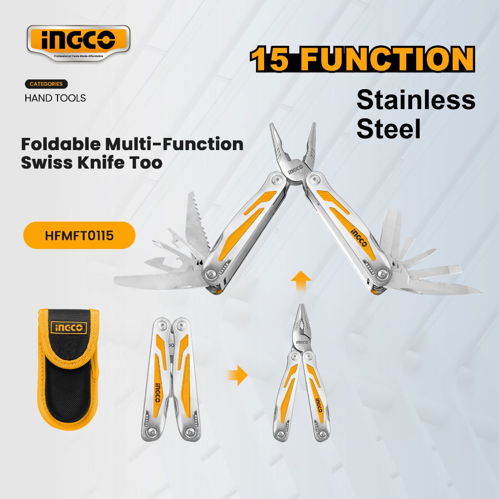 Ingco Foldable Multi-Function Swiss Knife Tool with Pouch bag HFMFT0115 IHT | Shopee Philippines