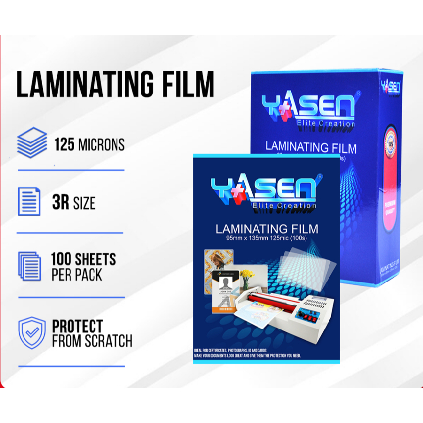 Yasen Laminating Film 3R (95mm x 135mm) 125 Microns (100 Sheets ...