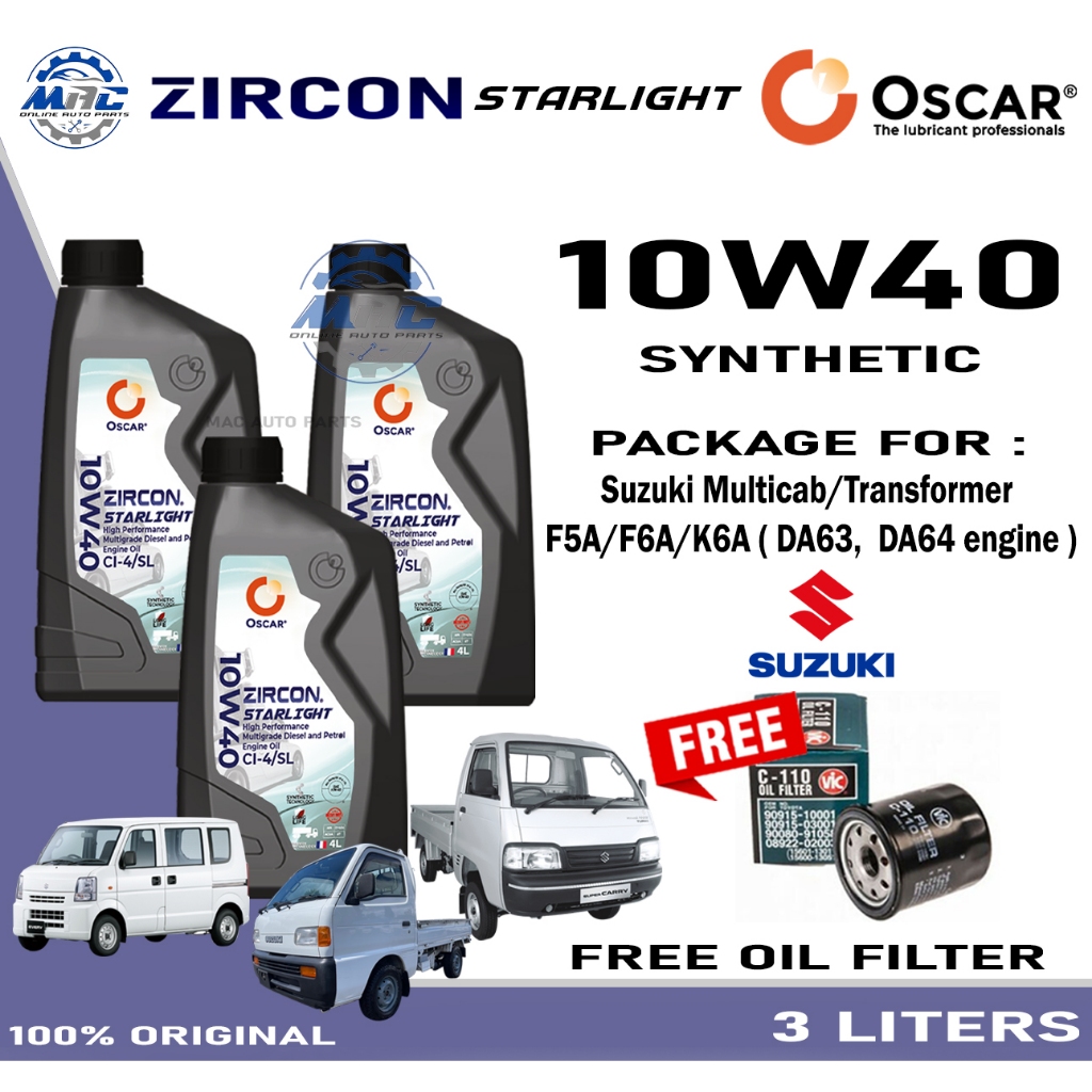 OSCAR ZIRCON STARLIGHT 10w-40 3 Liters Synthetic ENGINE OIL PACKAGE FOR ...