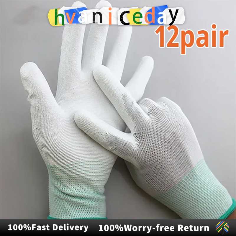 12 Pair ESD Electronic Working Gloves for PC Repair Coated Palm Anti-Static Gloves | Shopee ...