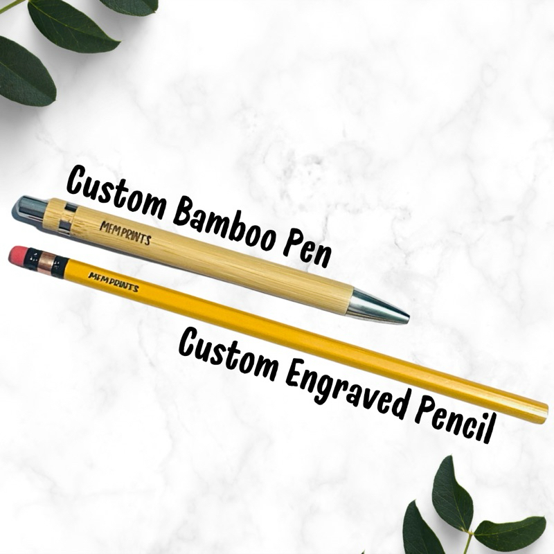 Custom Laser Engraved Bamboo Pen / Pencil | Shopee Philippines