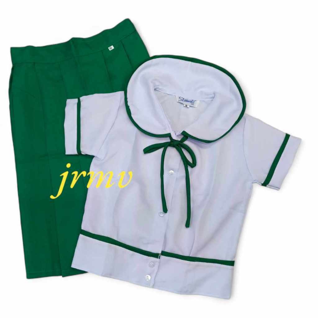 TERNO PALDA AND BLOUSE PIPING GREEN SCHOOL UNIFORM 2 | Shopee Philippines