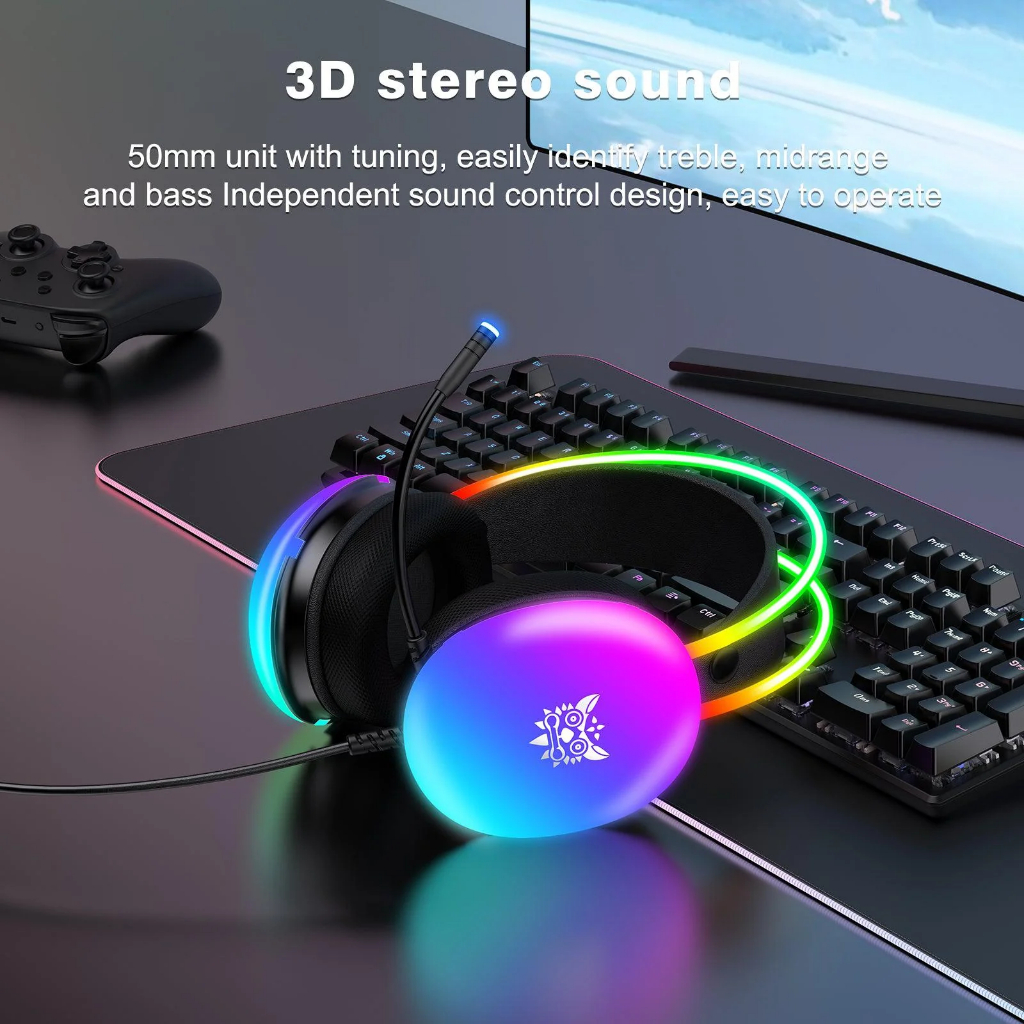 ONIKUMA X25 RGB Light Noise Cancelling Microphone Gaming Headphones ...