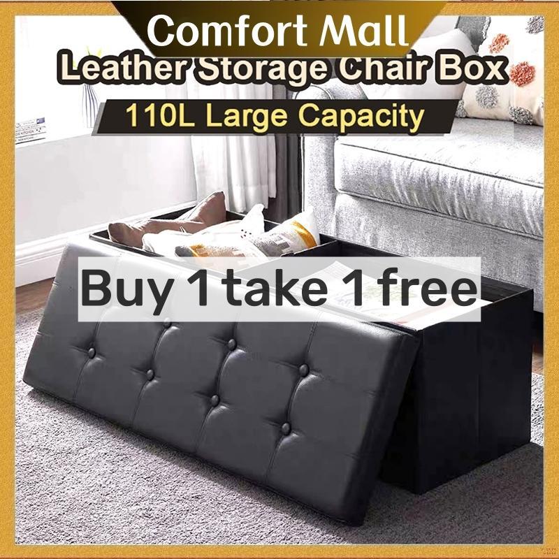 【BUY 1 TAKE 1】27/110L Foldable Sofa Storage Box Stool Folding Storage ...