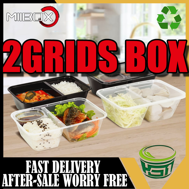 KS1 10/30/50PCS 2 Division Rectangle Microwaveable Food Container ...