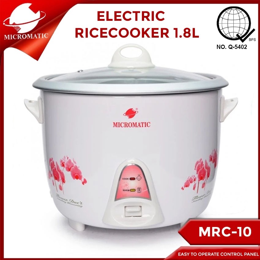Micromatic MRC-10 Rice Cooker 1.8L (10 Cups of Rice) White Body with ...