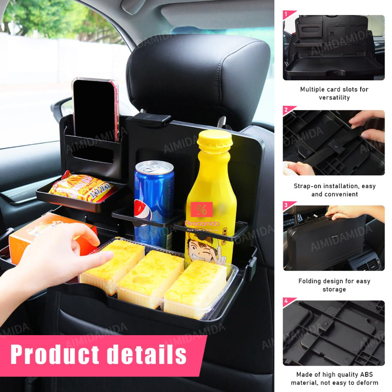 Foldable Car Food Tray Holder Multi-Functional Portable Auto Food and ...