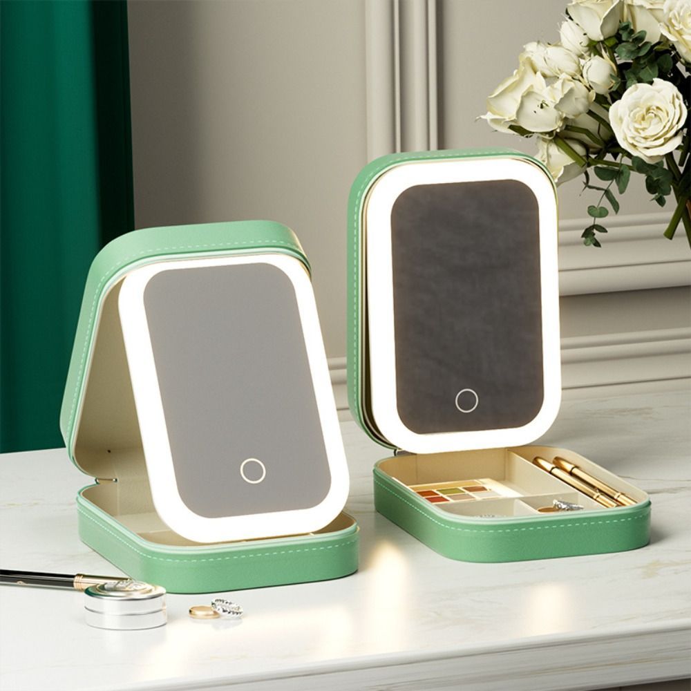 Cosmetic bag and Folding mirror with LED light Portable cosmetic mirror ...