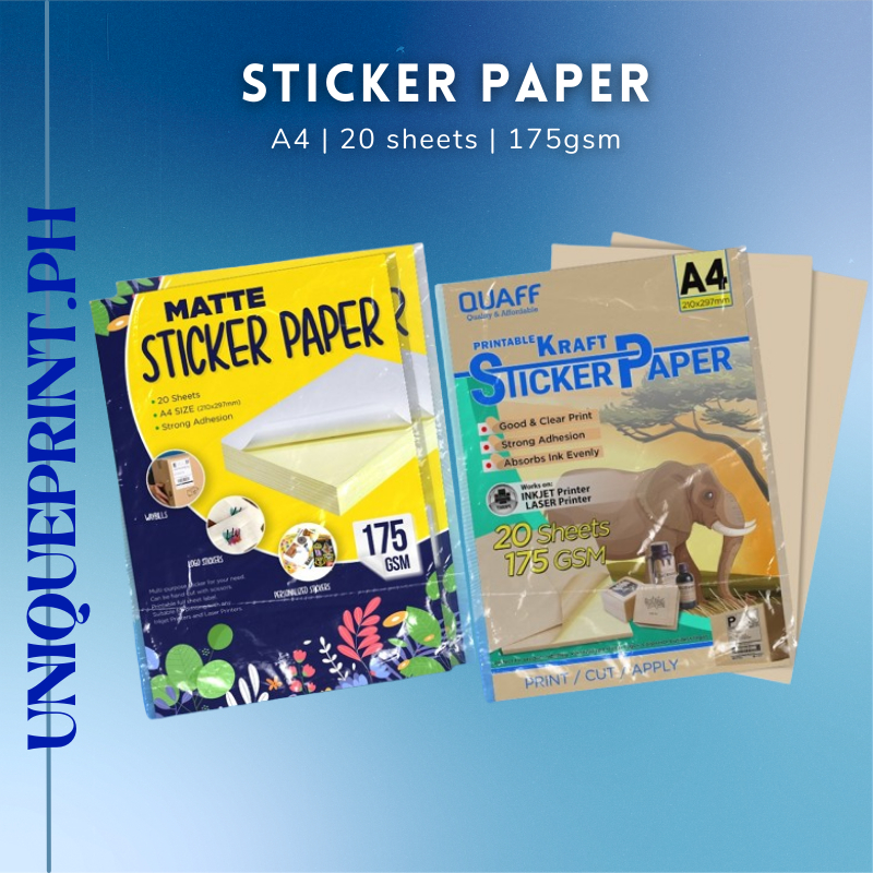 Matte Label Sticker Paper A4 175gsm (20sheets per pack) | Shopee ...