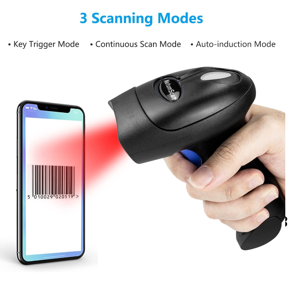 NetumScan QR Barcode Scanner with Stand, 3 in 1 Wireless 1D 2D Bar Code ...
