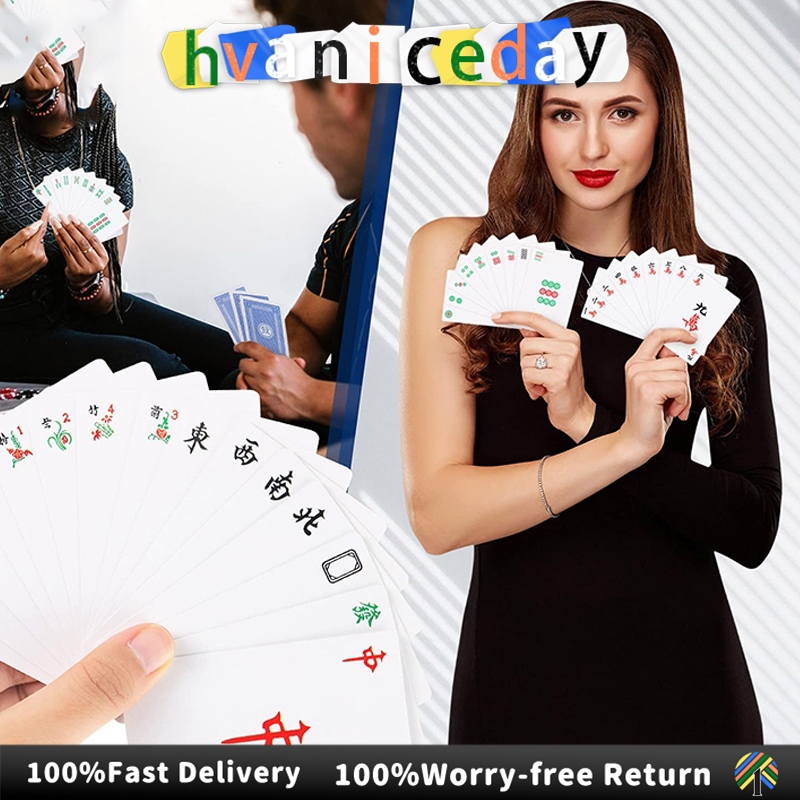 144pcs Paper Mahjong Contains Two Dice Portable Mahjong Playing Cards ...