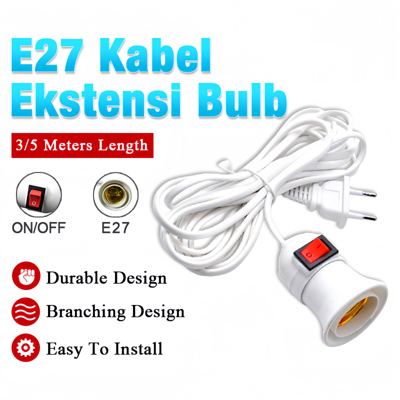 V380 CCTV Camera Bulb Extension Cable 3M Lamp Socket with Switch ...