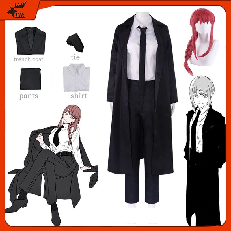 Makima Black Coat long coat windbreak Cosplay overcoat jacket S-XXXL ...