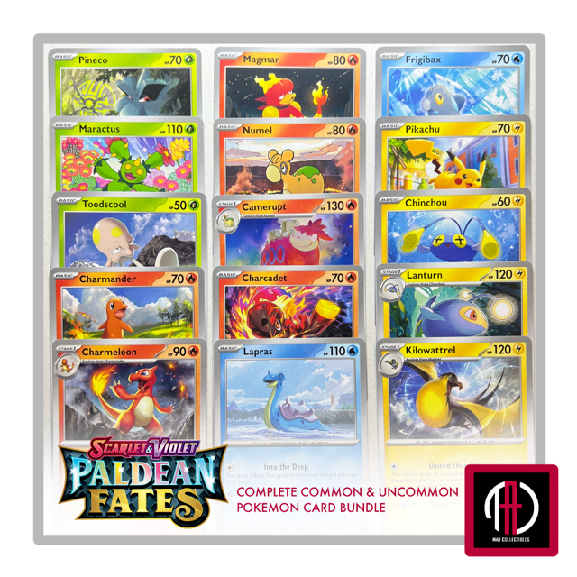 Pokemon TCG Bundles - Paldean Fates Complete Common & Uncommon Pokemon ...