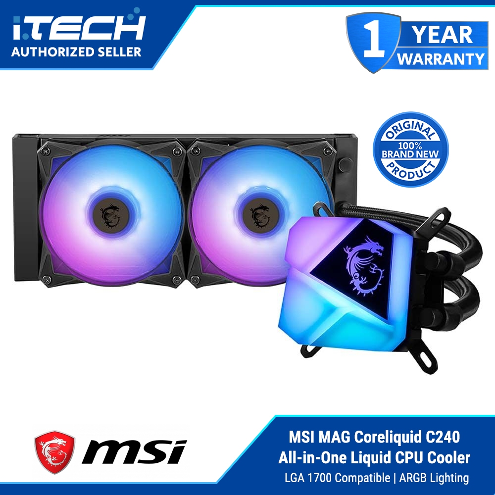 MSI MAG Coreliquid C240 All-in-One Liquid CPU Cooler | Shopee Philippines