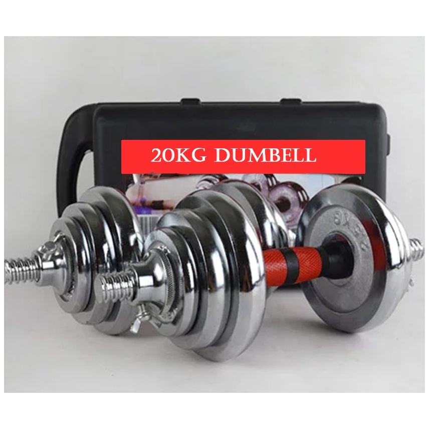 20kg York Fitness Chrome Dumbbell Set Barbell Set 20kg Barbell Set with ...