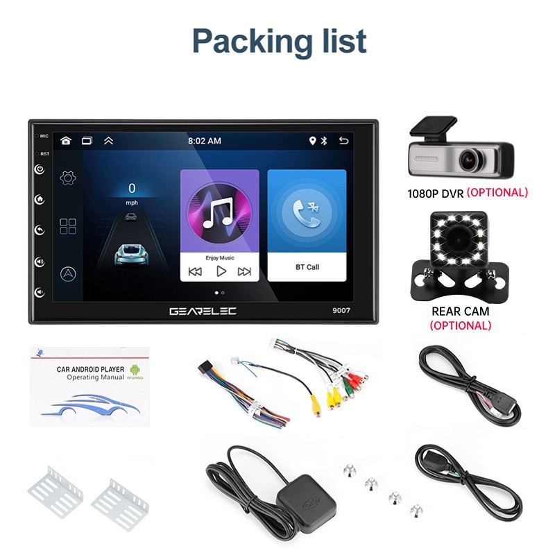 GEARELEC 2 Din Android Car Stereo With Bluetooth/GPS/FM Touch Screen ...