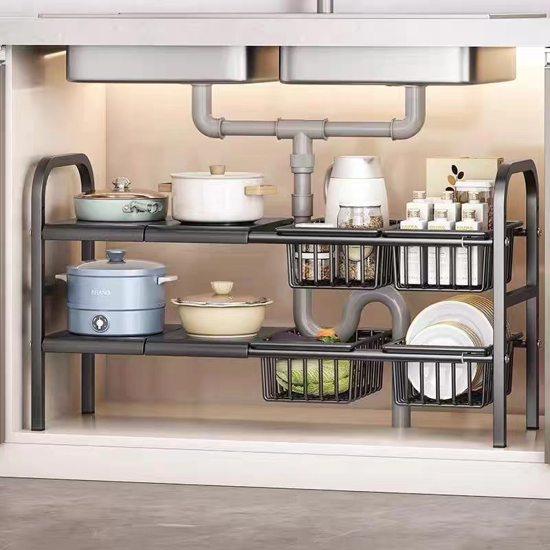 Under Sink Organizer Rack Adjustable Kitchen Storage Rack 2 tier ...