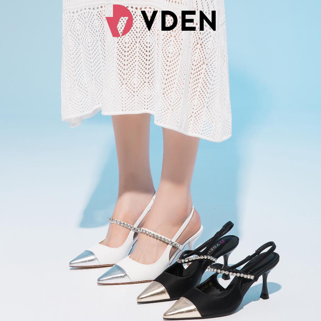 VDEN Pointed Toe Rhinestone Strappy Heels 3INCH Slingback With Mid Lace ...