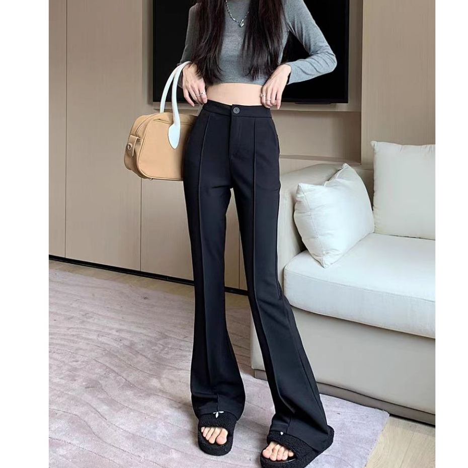 Kinwoo New Stretchy High Waist Flare Pants Casual Comfort Womenswear ...