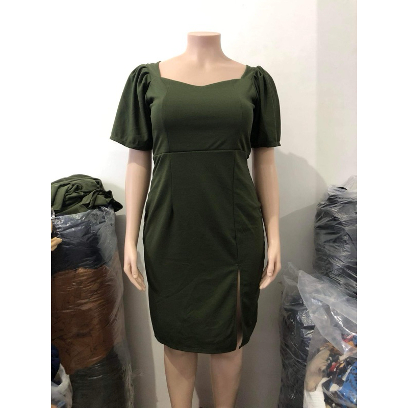 PLUS SIZE ABBY PUFF SLIT DRESS (XL TO 3XL) CREPE FABRIC ONE SIZE ONLY ...