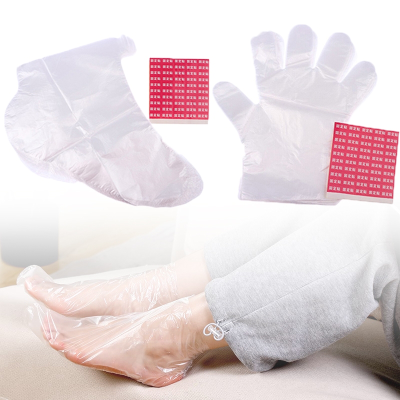 100Pcs Disposable Foot Pedicure SPA Wax Cover Bag Moisturizing Gloves ...