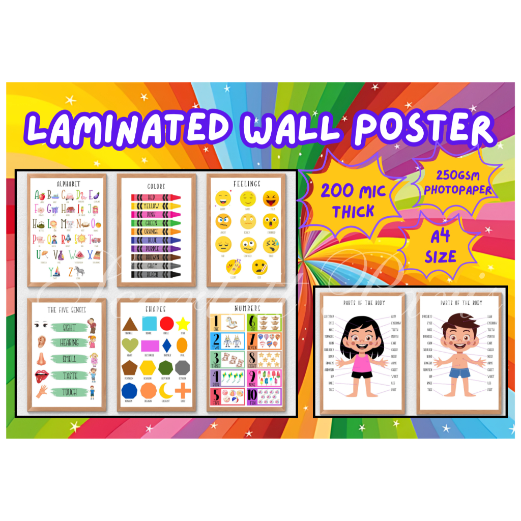LAMINATED WALL CHARTS Educational for Toddlers | Shopee Philippines