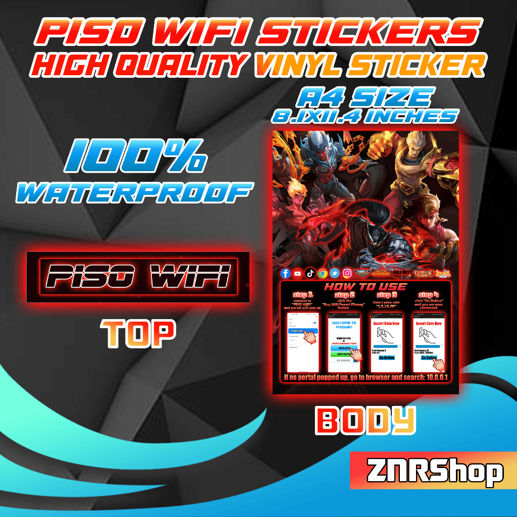 PISO WIFI STICKER Red Theme (100%Waterproof) High Quality Vinyl Sticker ...