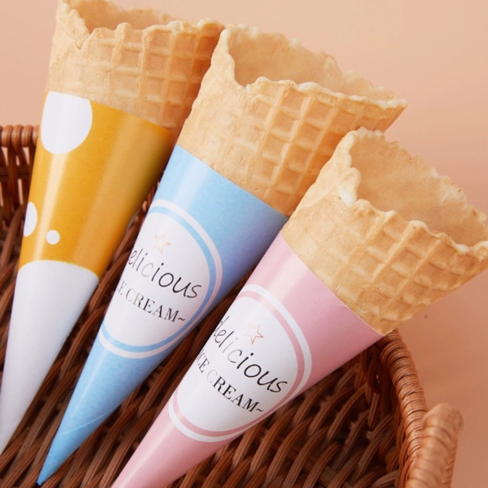 200pcs Paper Ice Cream Cone with Design Ice Cream Cups Cone Holder Blue ...