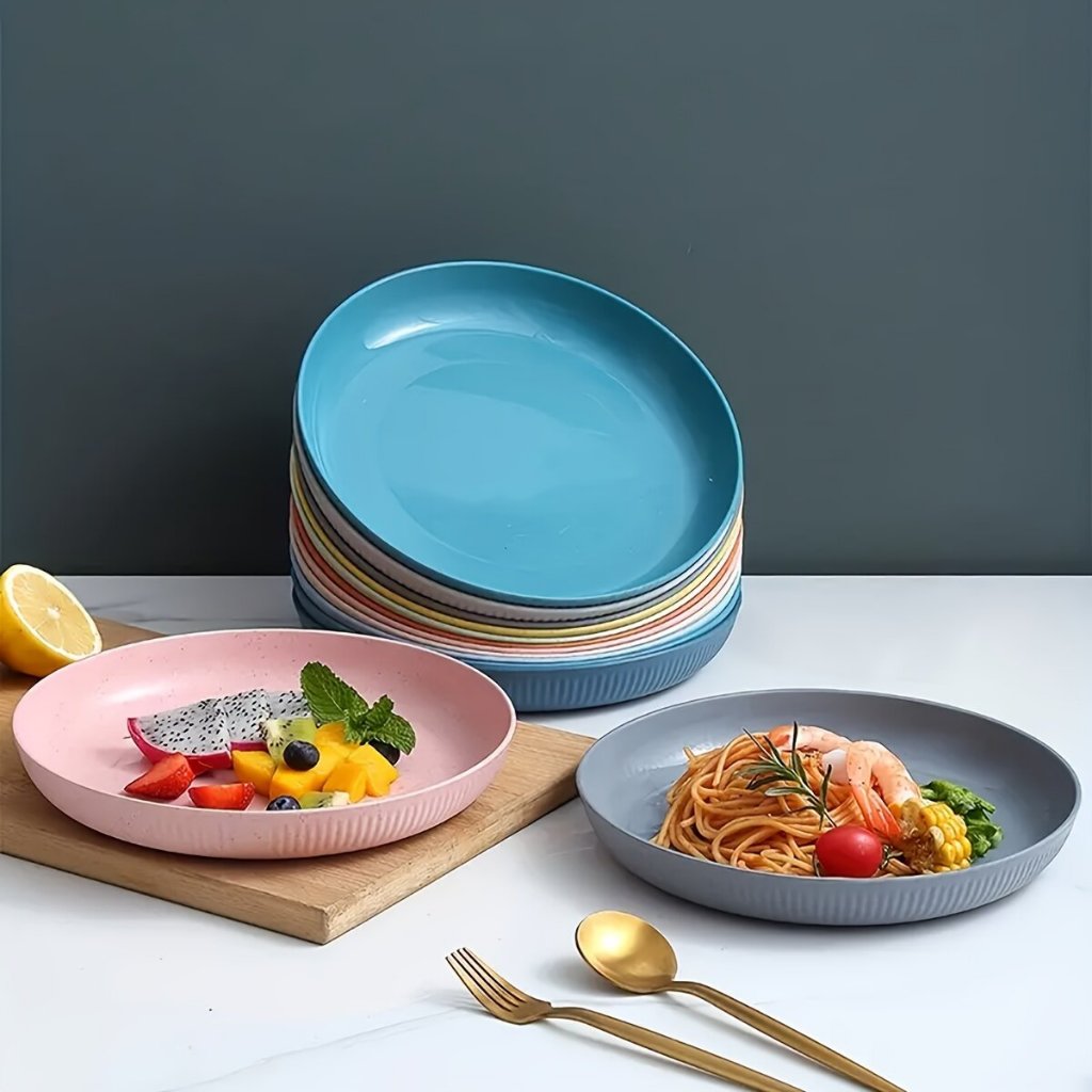 Ulife 1pc Unbreakable Wheat Straw Plates Round Dinner Plates ...