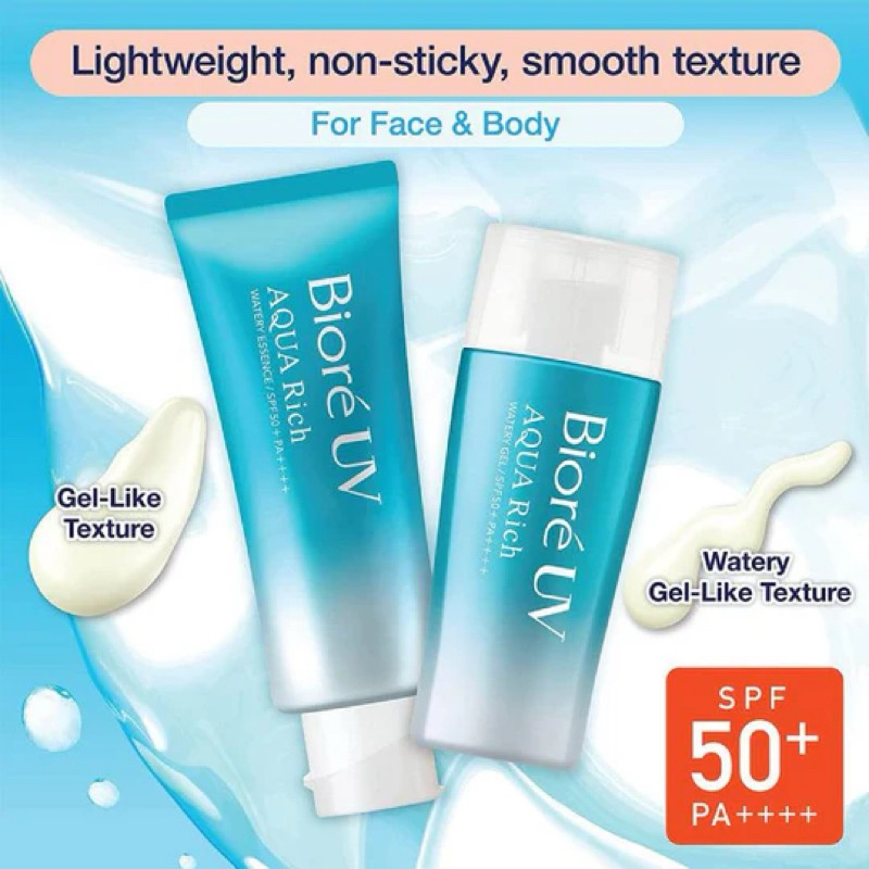 Biore Aqua Rich UV Watery Essence and Gel SPF 50+ PA++++ | Shopee ...