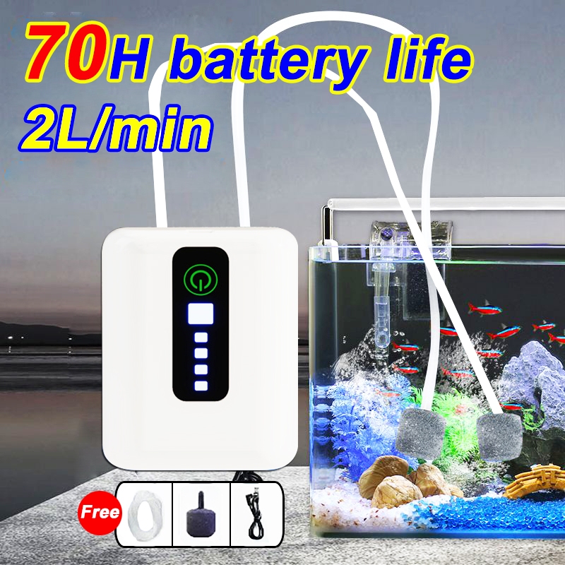 Rechargeable Air pump for aquarium 1800mAh 2L/1min USB Air pump ...