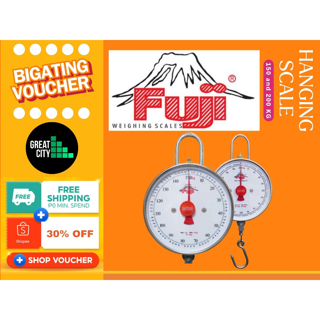 FUJI HEAVY DUTY 150/200 KG HANGING SCALE, FHS STAINLESS STEEL HOOK TYPE ...
