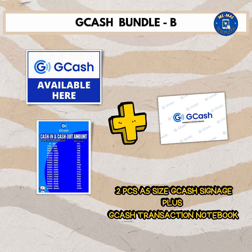 GCASH BUNDLE (2PCS A5 SIZE SIGNAGE PLUS GCASH TRANSACTION NOTEBOOK ...