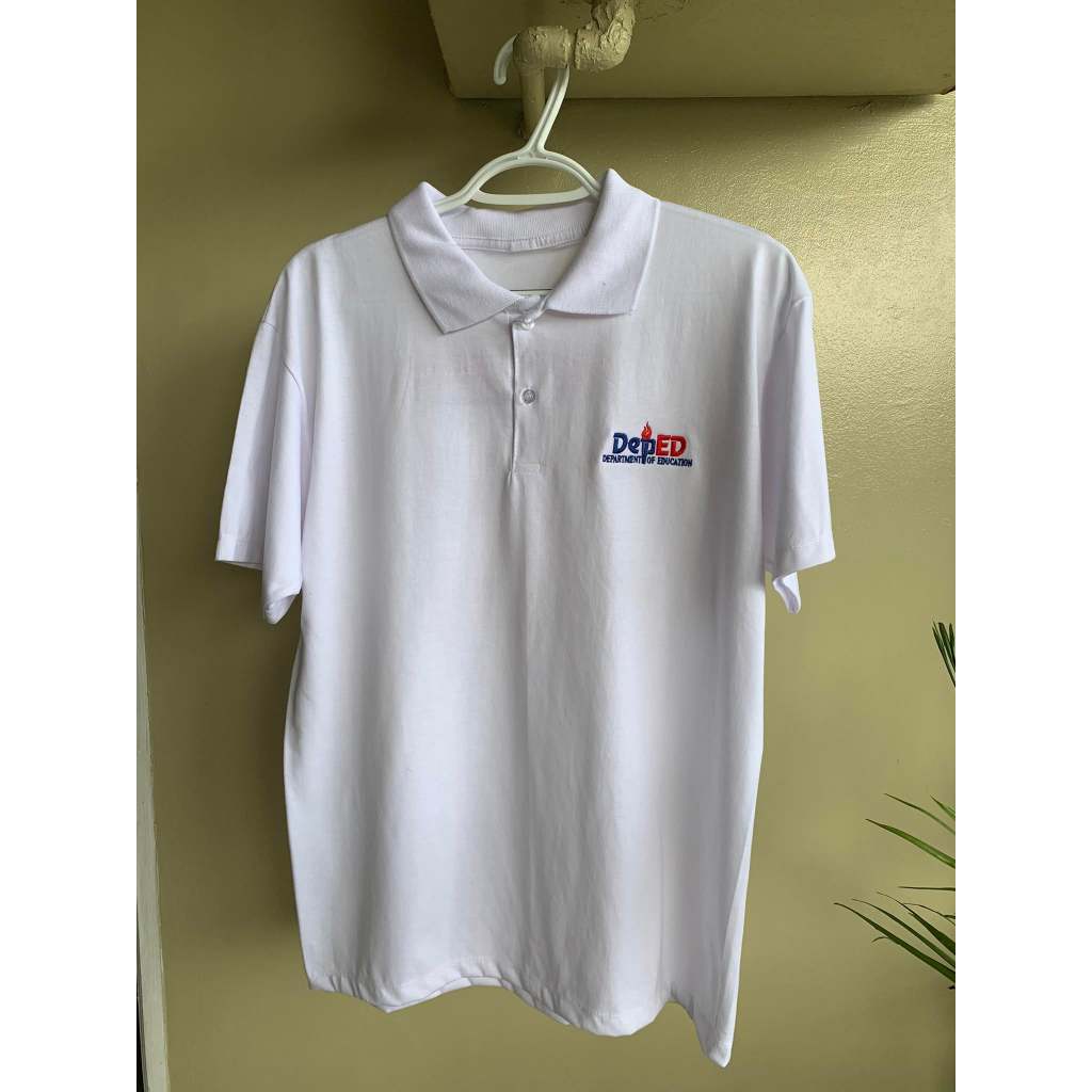 Option C White Cotton Polo Shirt with Computerized Embroidered Deped ...