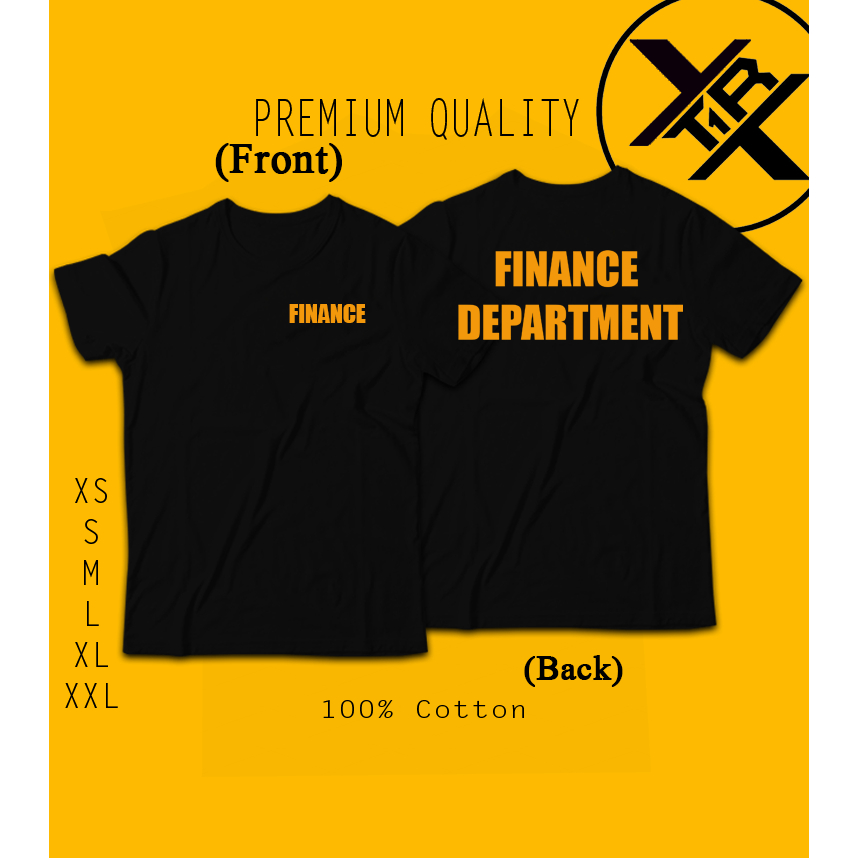 Finance Department Front and Back Print Uniform Unisex Premium Quality ...