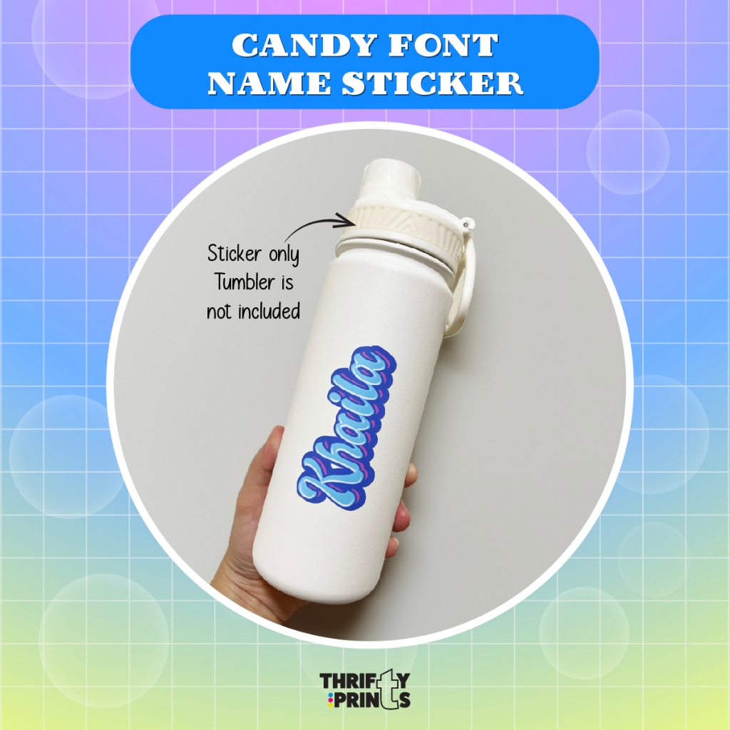 CANDY FONT NAME STICKER | Personalized Name Sticker, Waterproof Vinyl ...