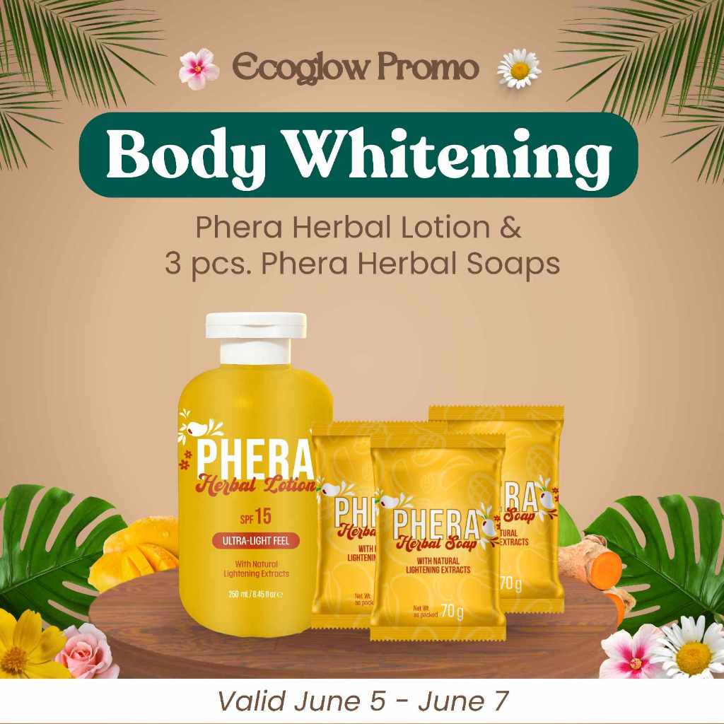 Ecoglow Body Whitening Bundle (Phera Lotion + 3 Phera Soap) | Shopee Philippines
