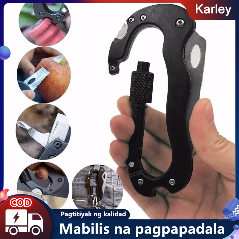 5 in 1 Outdoor Multi-function Hiking Climbing Gear Knife Climbing clasp ...