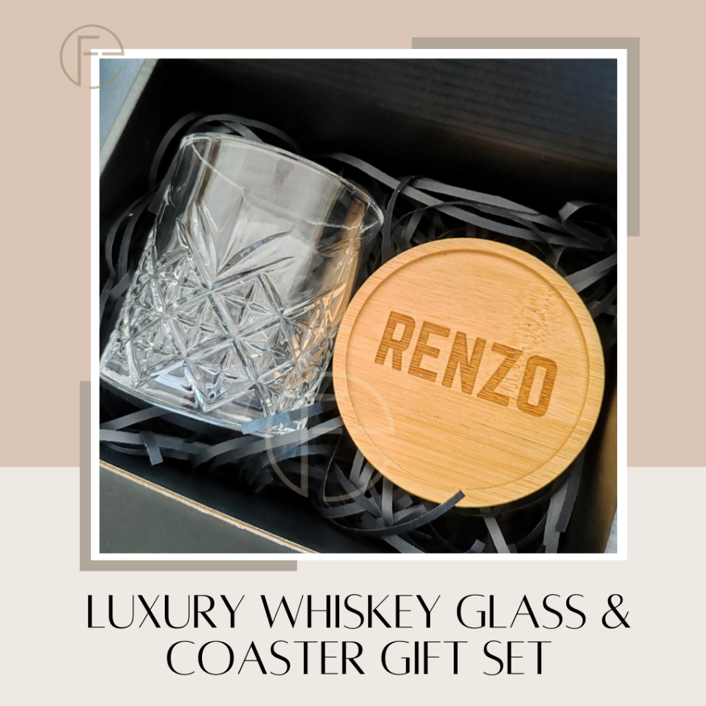Whiskey glass and coaster gift set for men fathers day wedding ...