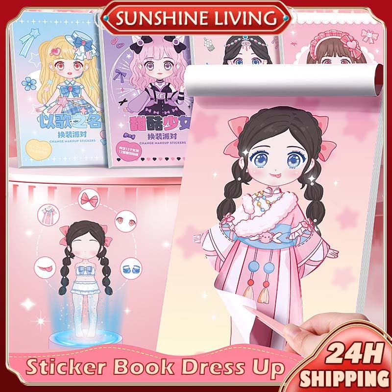 Sticker Book Dress Up Sticker Doll Sticker Book Full Body Dress Up Girl ...